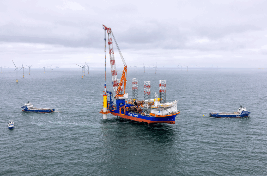 First Monopile Stands at 660 MW Nordseecluster A Offshore Wind Farm in ...